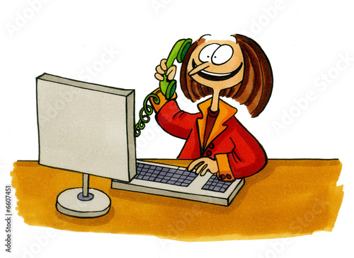 "Business Comics Nummer 2 - Frau am Telefon" Stock photo and royalty ...
