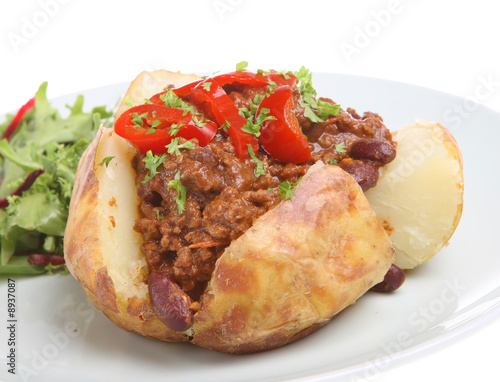 "Jacket potato with chilli con carne" Stock photo and royalty-free ...