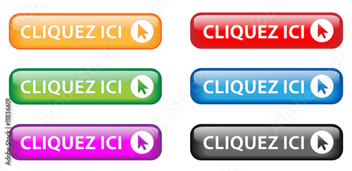"Boutons " Cliquez ici " avec curseur (multicolores)" photo libre de ...