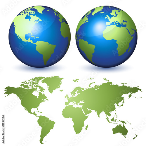 "Two globes representing the Earth and a planisphere" Stock image and ...