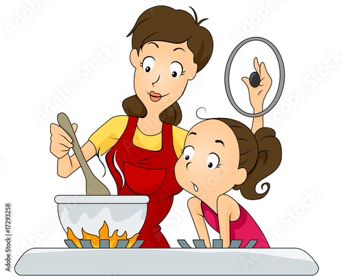 Mom And Daughter Cooking Stock Image And Royalty Free Vector Files On