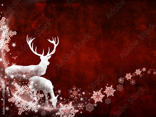 "Weihnachtliches Motiv mit Hirsch und Reh" Stockfotos und lizenzfreie ...
