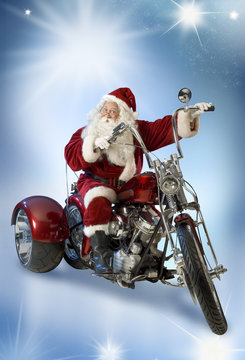 Santa On A Harley Wallpaper
