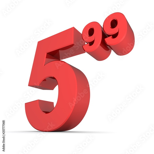 "Solid Price Tag Number 5.99 - Shiny Red" Stock photo and royalty-free ...