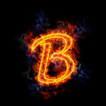 Letter B Fire Fire Font. Letter B From Alphabet — Stock Photo