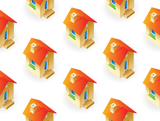 Sewing fabric with Houses on white background - CottonBee