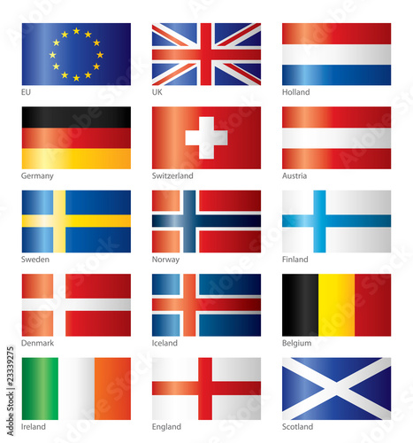 "Glossy flags - Northern Europe" Stock image and royalty-free vector ...