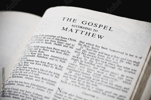 "Bible Open To The Gospel According To Matthew" Stock photo and royalty ...