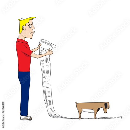 "Cartoon of man reading instructions" Stock image and royalty-free ...