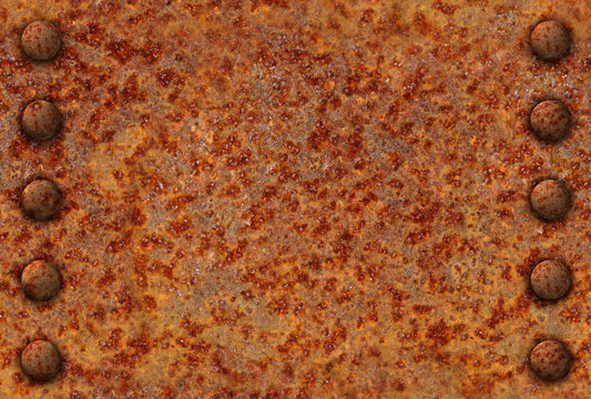 Rusted Metal Plate With Rivets