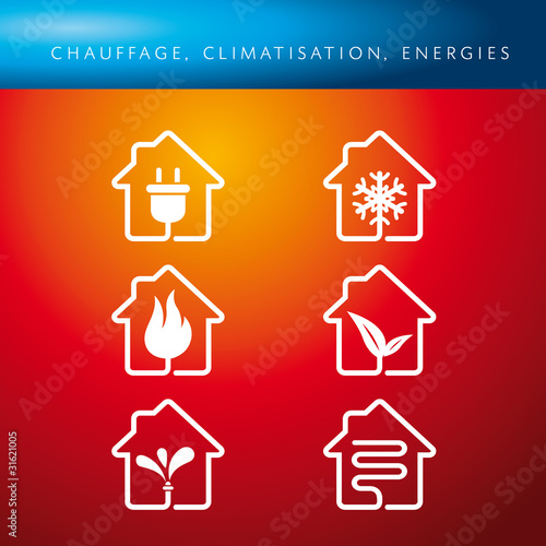 Pictogrammes Chauffage Climatisation énergies Fichier Vectoriel