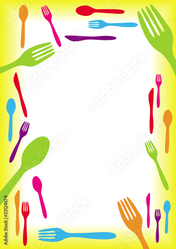 "Cutlery border (fork, spoon, knife)" Stock image and royalty-free ...