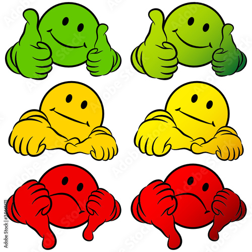 "Smileys 2 Thumbs Up, Middle & Down" Stock image and royalty-free ...