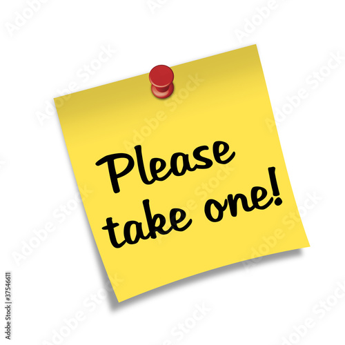"Post-it con chincheta texto Please take one!" Stock photo and royalty ...