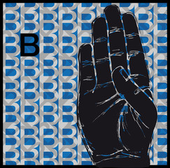 Sewing fabric with Sketch of Sign Language Hand Gestures, Letter b ...