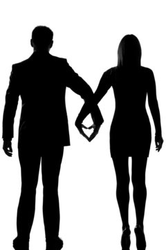 Silhouette Couple Holding Hands Drawing