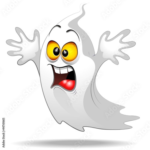 "Scared Ghost Funny Halloween Cartoon Fantasma Spavento-Vector" Stock ...