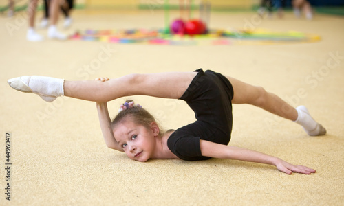 "young gymnast stretching and training" Stock photo and royalty-free ...