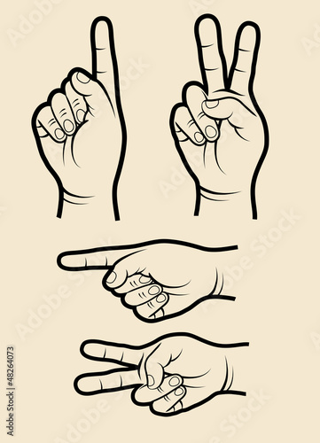"Hand sigs symbol 2, one, two, fingers" Stock image and royalty-free ...