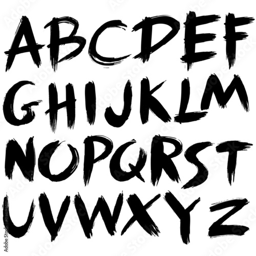 "hand drawn font,brush stroke alphabet,grunge style" Stock image and ...