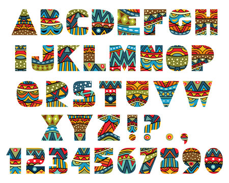 Colorful Tribal Print Letters
