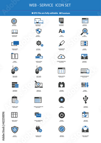 "Web service,Web design Icon set,Blue version" Stock image and royalty ...