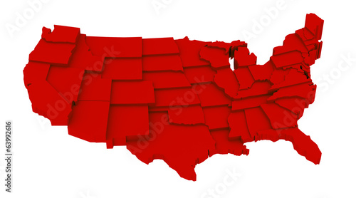 "United States red map by states in various high levels." Stock photo ...