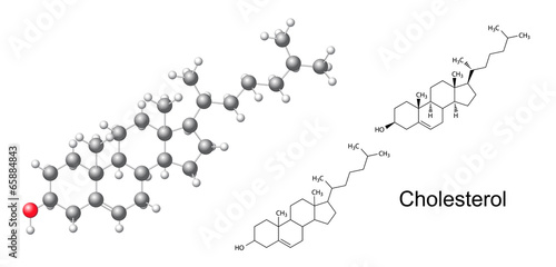 "Structural formulas and model of cholesterol molecule" Stock image and ...