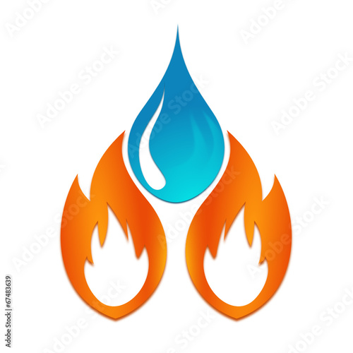 Logo Plombier Chauffagiste Flamme Et Goutte Deau Fichier Vectoriel