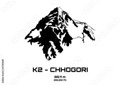 "Outline vector illustration of K2" Stock image and royalty-free vector ...