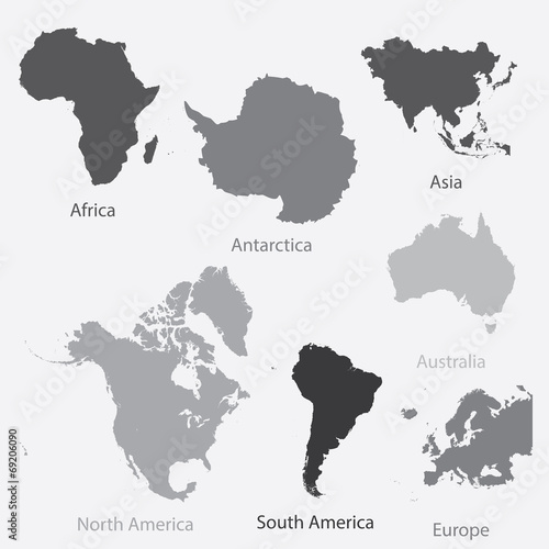 "Illustration of the continents of the worls on white background ...