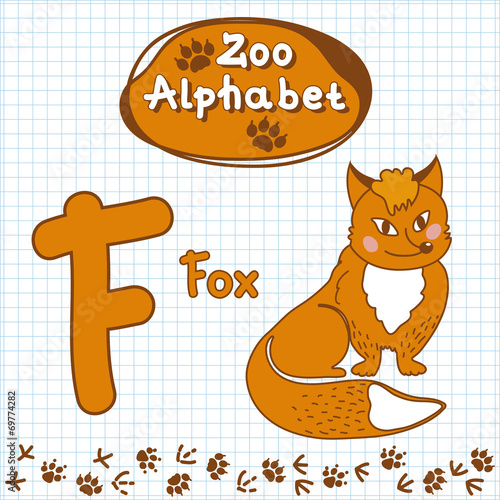 "Colorful children's alphabet with animals, fox" Stock image and ...