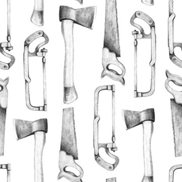 Cross Cut Saw Drawing