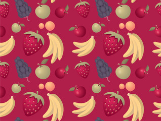 Sewing fabric with Fruits pattern background - seamless with mixed ...