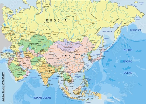 "Asia - Highly detailed editable political map." Stock image and ...