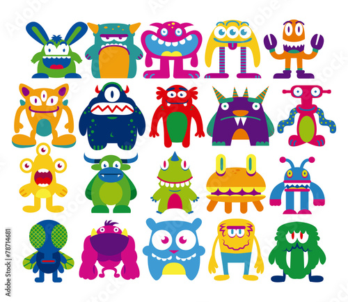Cartoon Set Of Different Monsters Isolated Stock Image And Royalty