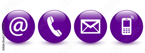 "Set of purple glossy ball icons – Contact Us" Stockfotos und ...