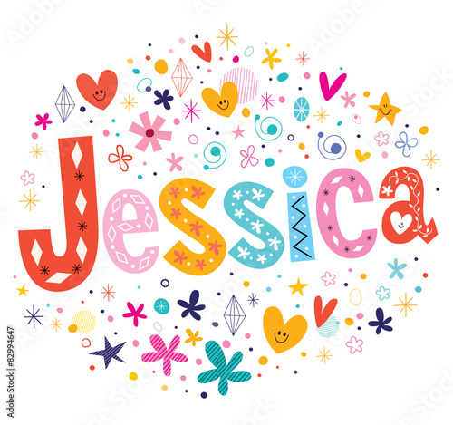 "Jessica girls name decorative lettering type design" Stock image and ...