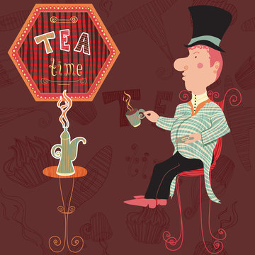 British Drinking Tea Cartoon