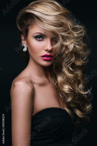 "beauty girl blond hair curly" Stock photo and royalty-free images on ...