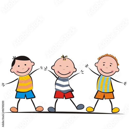 "three happy kids, vector illustration" Stock image and royalty-free ...