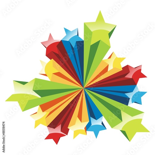 "Star 3D Full Color, abstract colorful explode with stars vector ...