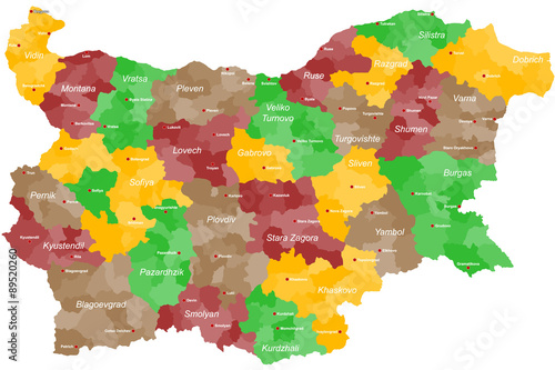 "A large and detailed map of Bulgaria with all provinces, regions and ...