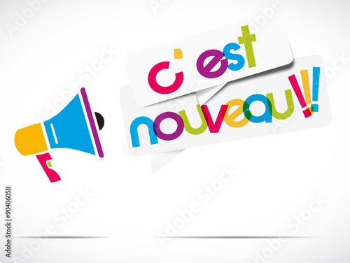 "mégaphone multicolore : c'est nouveau" fichier vectoriel libre de ...