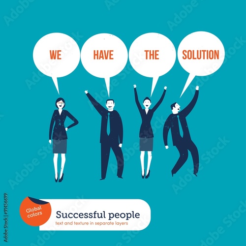 "Group of people saying we have the solution" Stock image and royalty ...