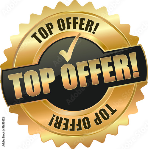 "golden shiny vintage top offer *3D vector icon seal sign" Stock image ...