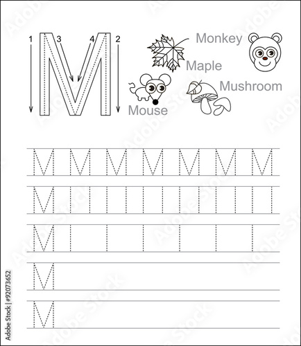 "Letter M. Learn handwriting." Stock image and royalty-free vector ...