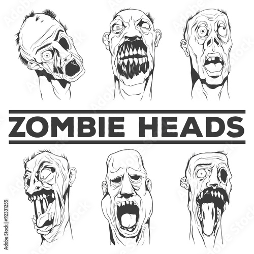 "Zombie heads vector illustrations" Stock image and royalty-free vector ...