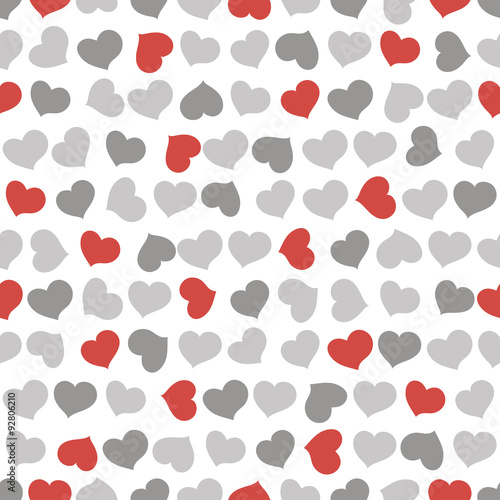 "the abstract seamless pattern with gray and red hearts on white ...