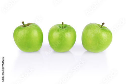 "Three green apples isolated on white" Stock photo and royalty-free ...